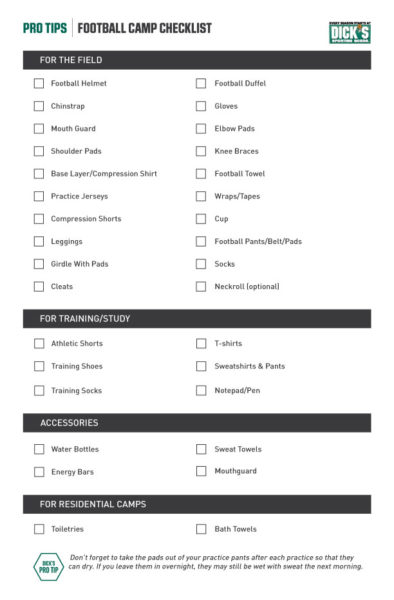 Checklist for Football Camp | PRO TIPS by DICK'S Sporting Goods